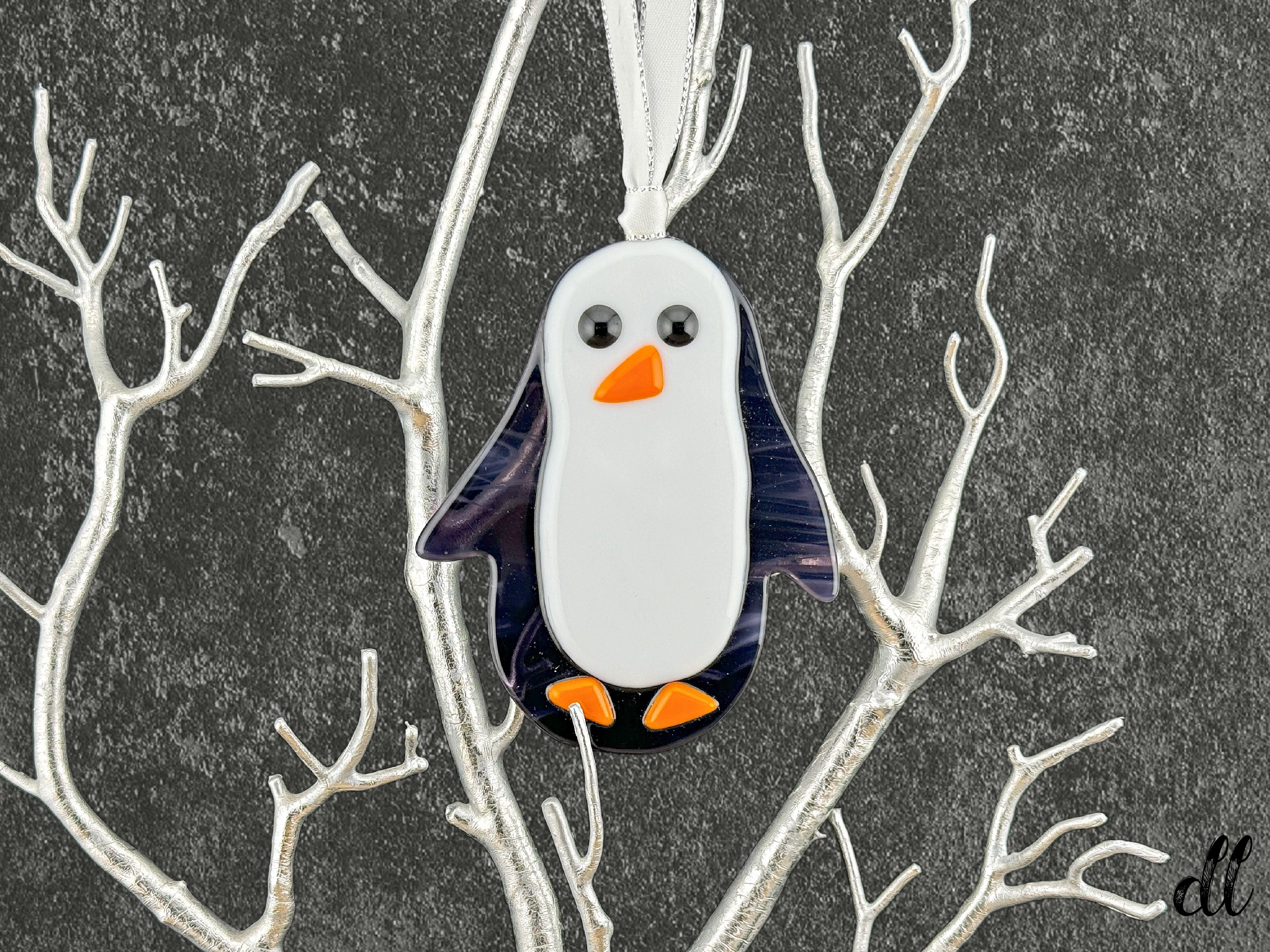 Fused Glass Penguin in Beautiful Dark Transparent Purple – Donna Larson ...